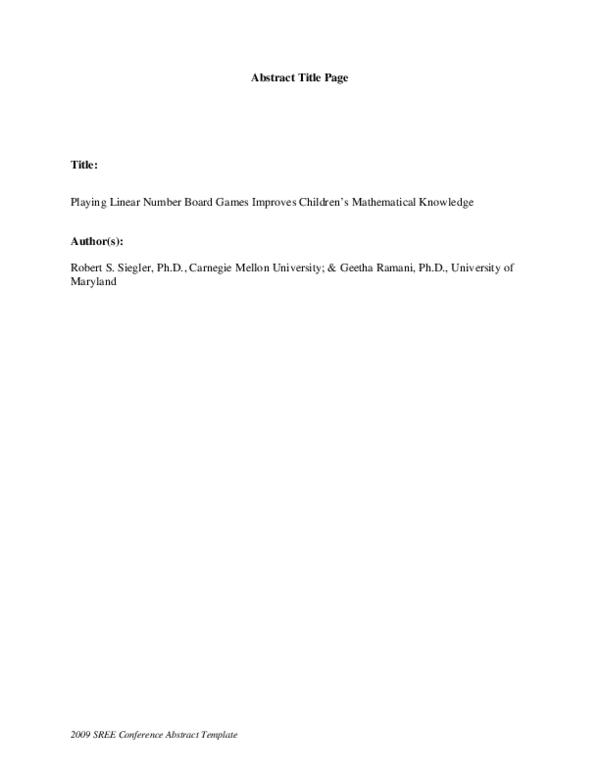 (PDF) Playing Linear Number Board Games Improves Children's ...
