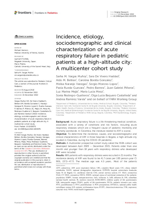 (PDF) Incidence, etiology, sociodemographic and clinical characterization of acute respiratory ...