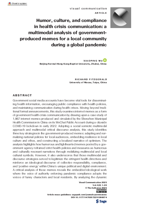 (PDF) Humor, culture, and compliance in health crisis communication: WU ...