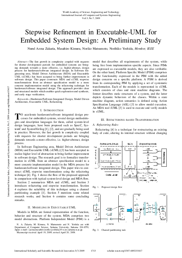 (PDF) Stepwise Refinement in Executable-UML for Embedded System Design ...