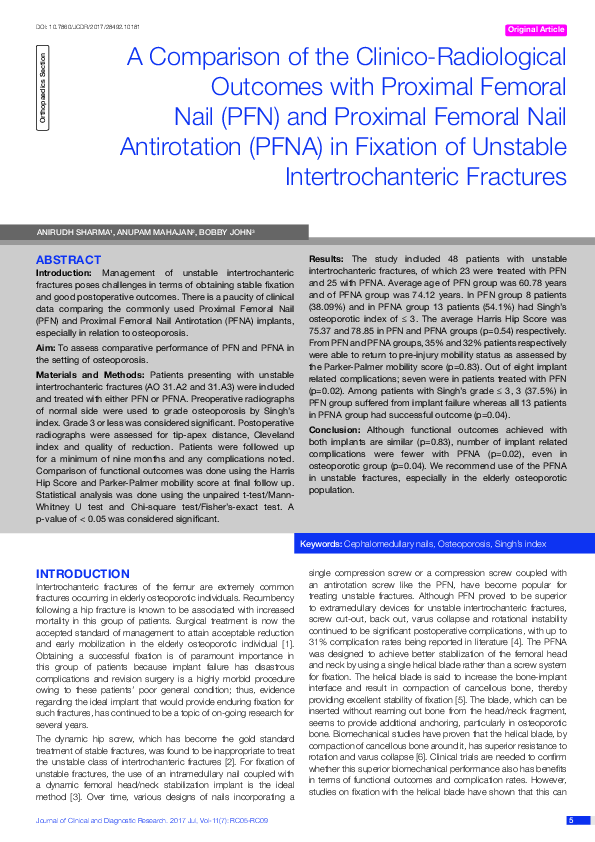 (PDF) A Comparison of the Clinico-Radiological Outcomes with Proximal ...