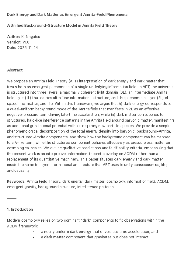 (PDF) Dark Energy and Dark Matter as Emergent Amrita-Field Phenomena v1 ...