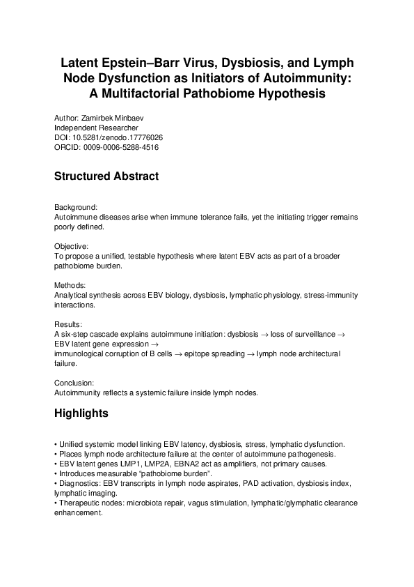 (PDF) Latent Epstein-Barr Virus, Dysbiosis, and Lymph Node Dysfunction ...