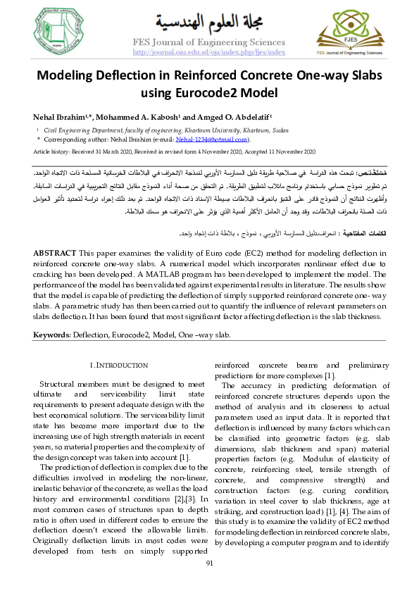 (PDF) Modeling Deflection in Reinforced Concrete One-way Slabs using ...
