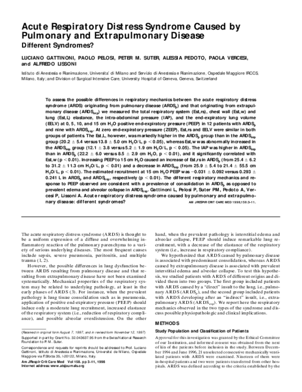 (PDF) Acute Respiratory Distress Syndrome Caused by Pulmonary and ...