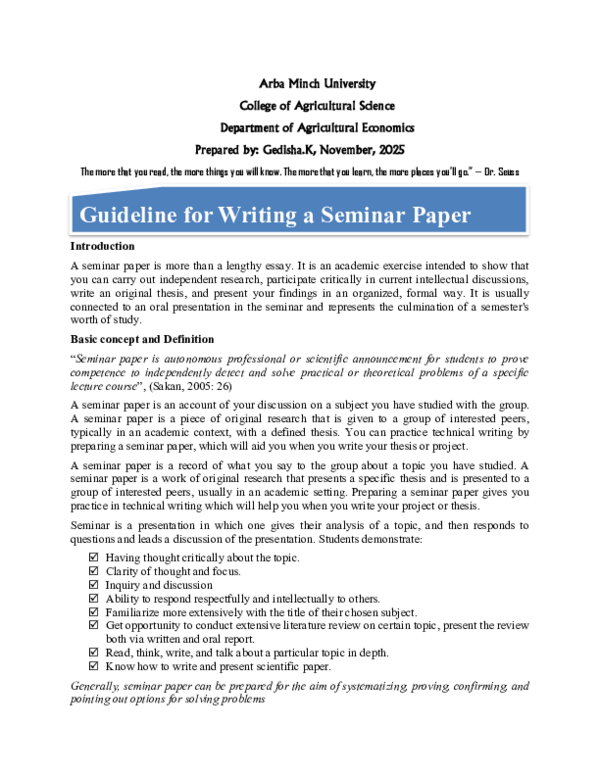 (PDF) Guideline for Writing a Seminar Paper