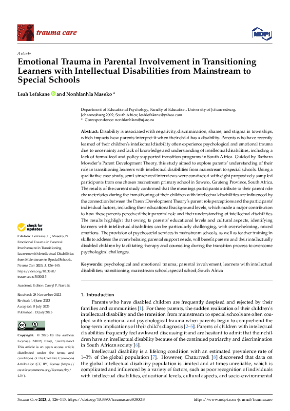 (PDF) Emotional Trauma in Parental Involvement in Transitioning ...