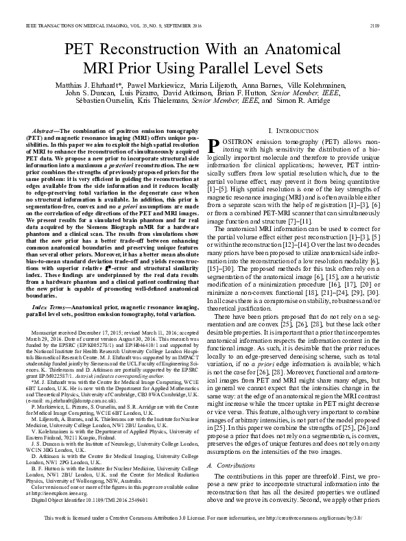 (PDF) PET Reconstruction with an Anatomical MRI Prior using Parallel ...