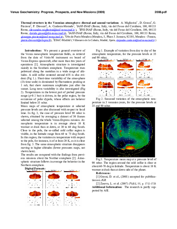 (PDF) Thermal Structure in the Venusian Atmosphere: Diurnal and Annual ...