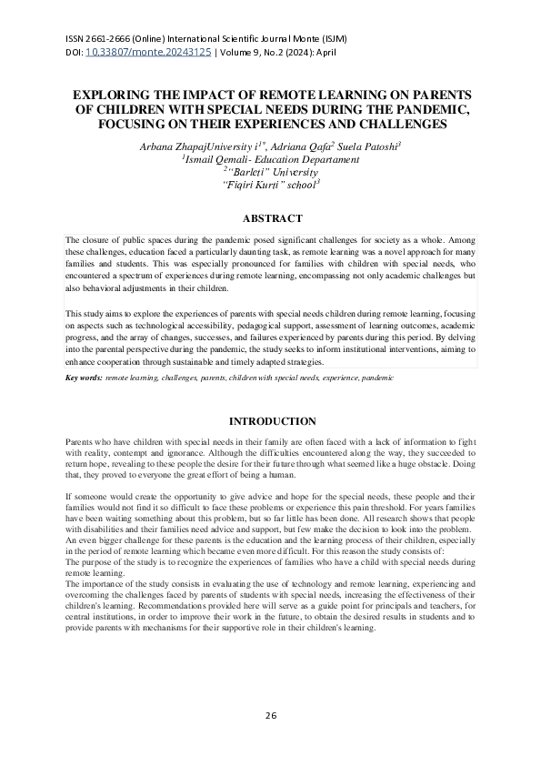 (PDF) Exploring the Impact of Remote Learning on Parents of Children ...
