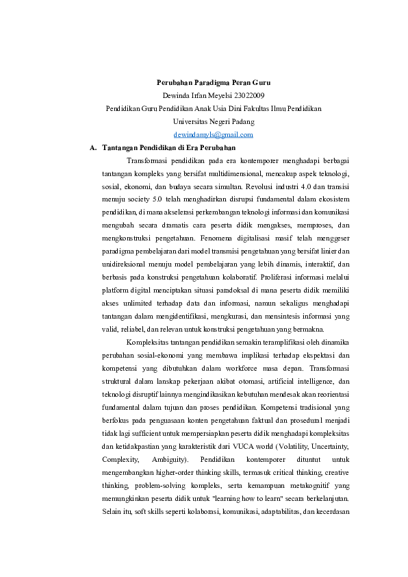 (PDF) Perubahan Paradigma Peran Guru