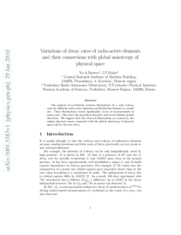 (PDF) Variations of decay rates of radio-active elements and their ...