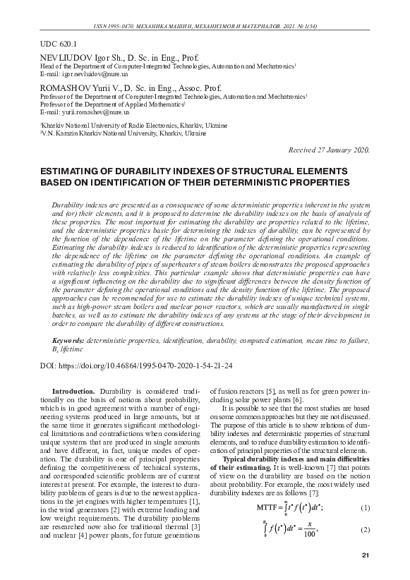 (PDF) Estimating of Durability Indexes of Structural Elements Based on ...