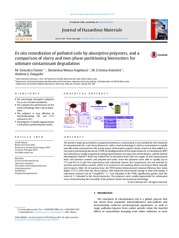 (PDF) Ex situ remediation of polluted soils by absorptive polymers, and ...