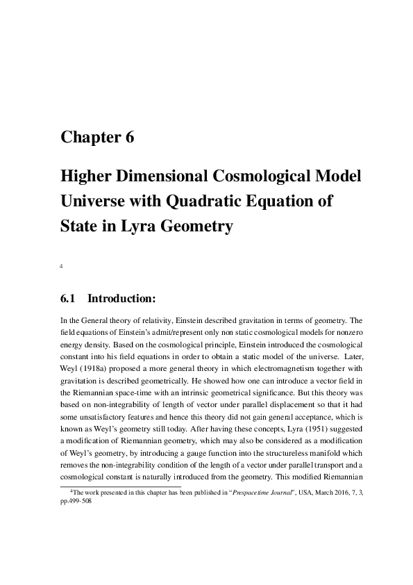 (PDF) Higher Dimensional Cosmological Model Universe with Quadratic ...