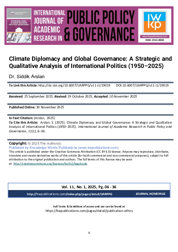 (PDF) Climate Diplomacy and Global Governance: A Strategic and ...