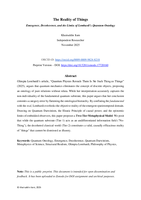(PDF) The Reality of Things