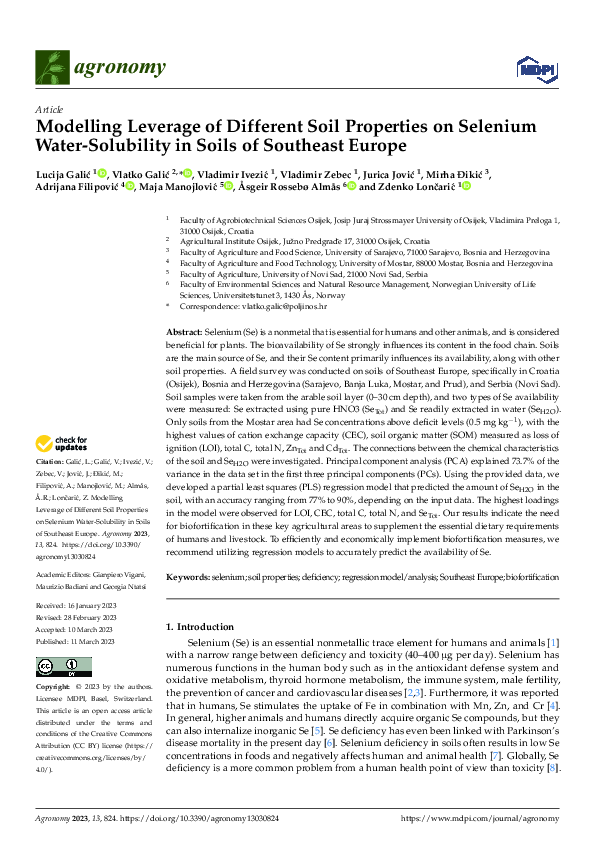 (PDF) Modelling Leverage of Different Soil Properties on Selenium Water-Solubility in Soils of ...