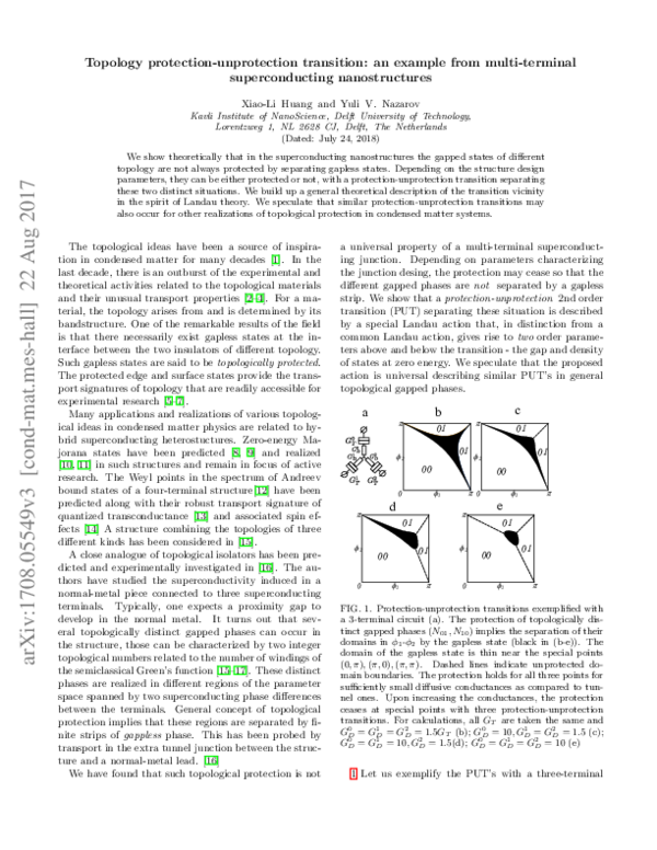 (PDF) Topology protection–unprotection transition: Example from ...