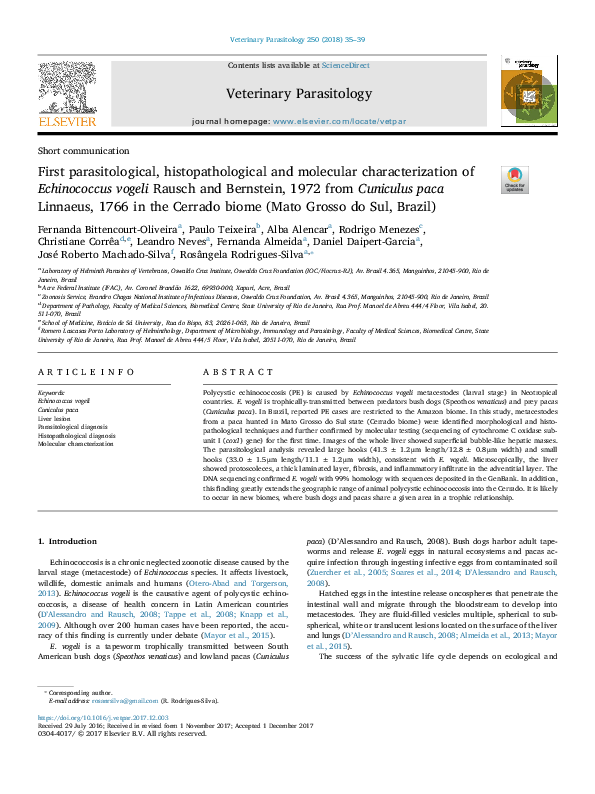 (PDF) First parasitological, histopathological and molecular ...