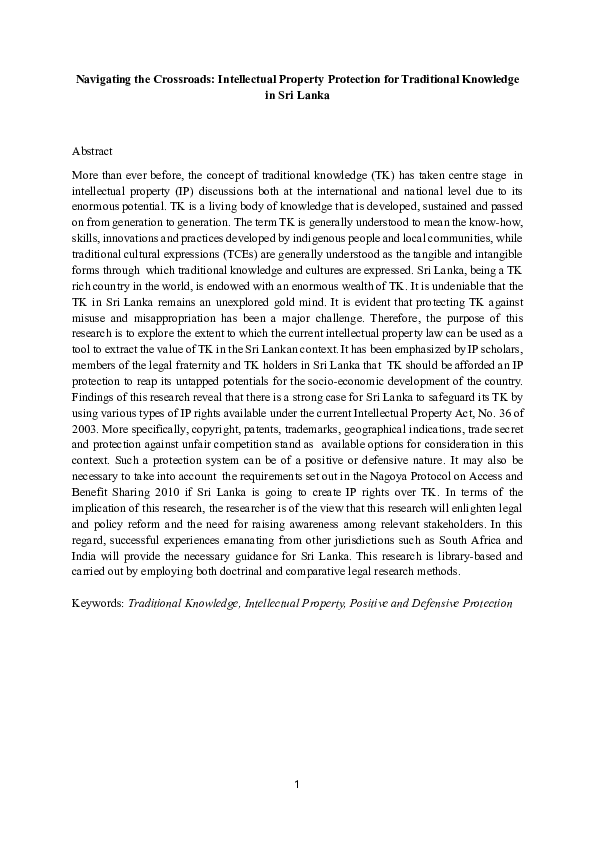 (PDF) Navigating the Crossroads: Intellectual Property Protection for ...