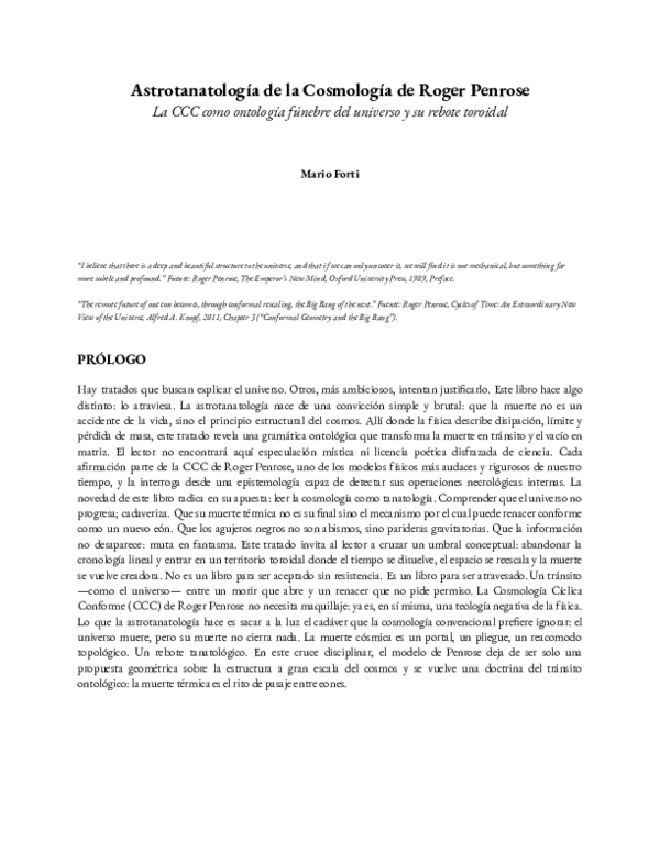 (PDF) Astrotanatología de la Cosmología de Roger Penrose