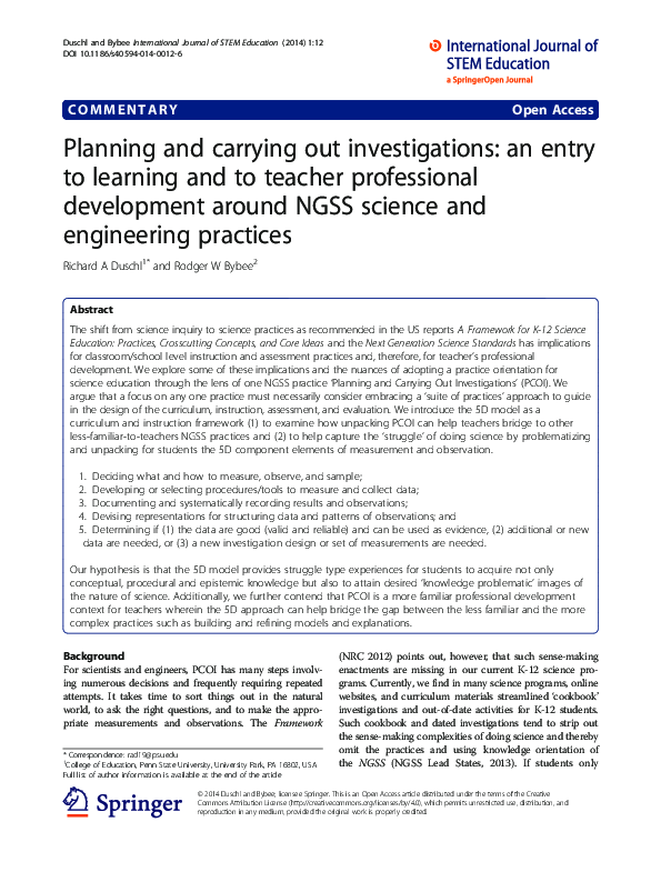 (PDF) Planning and carrying out investigations: an entry to learning ...