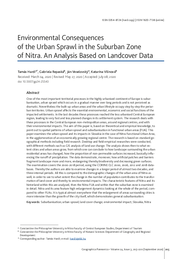 (PDF) Environmental consequences of the urban sprawl in the suburban ...
