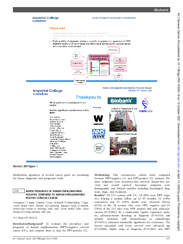 (PDF) 218 Worse Prognosis of Human Papillomavirus Negative Compared to ...