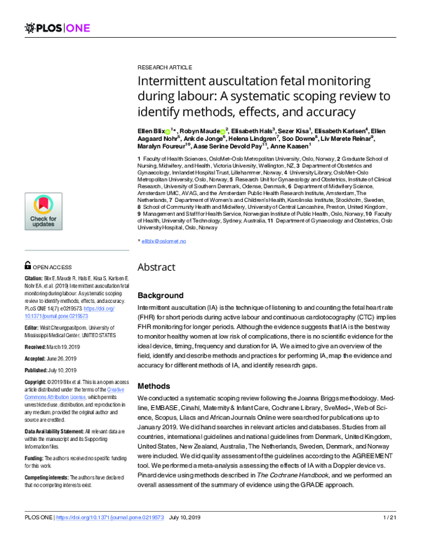 (PDF) Intermittent auscultation fetal monitoring during labour: A ...