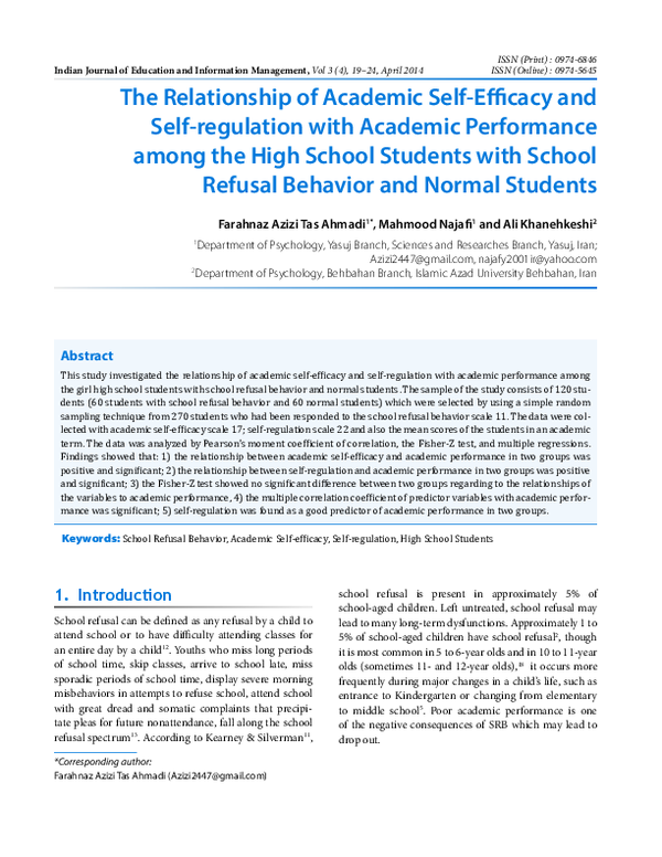 (PDF) The Relationship of Academic Self-Efficacy and Self-Regulation ...