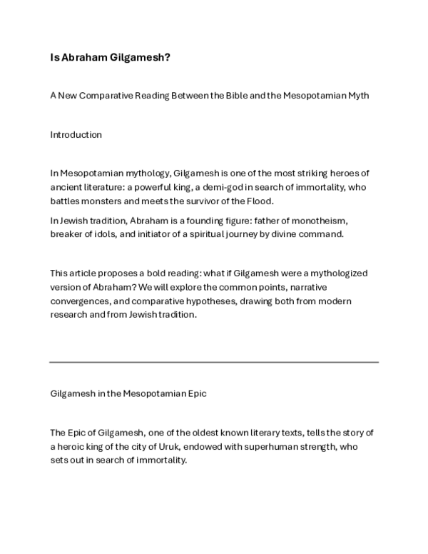 (PDF) Is Abraham Gilgamesh? A New Comparative Reading Between the Bible ...