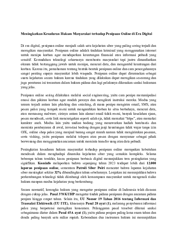 (PDF) MKWK BAHASA INDONESIA KELAS FK 6 || Meningkatkan Kesadaran Hukum Masyarakat terhadap ...