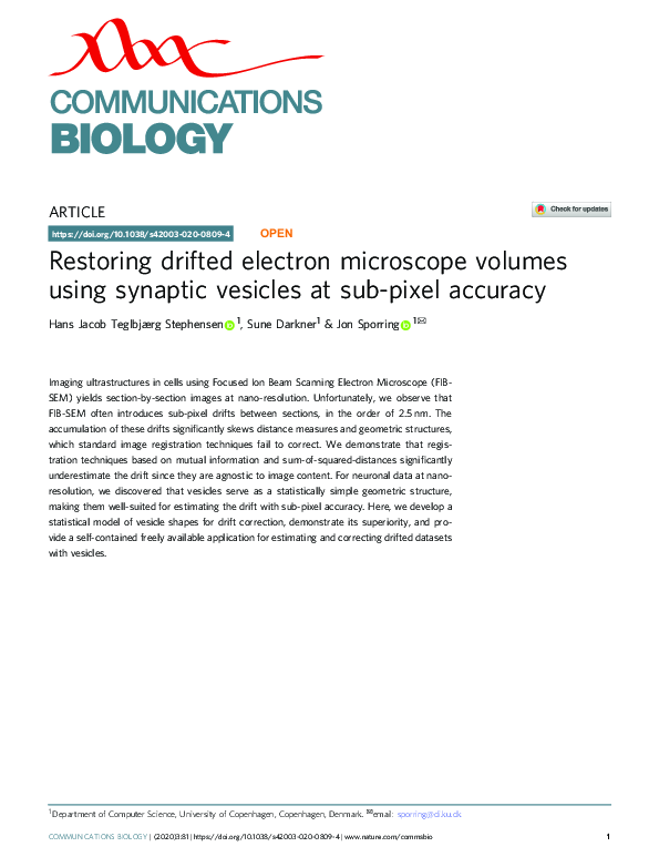 (PDF) Restoring drifted electron microscope volumes using synaptic ...
