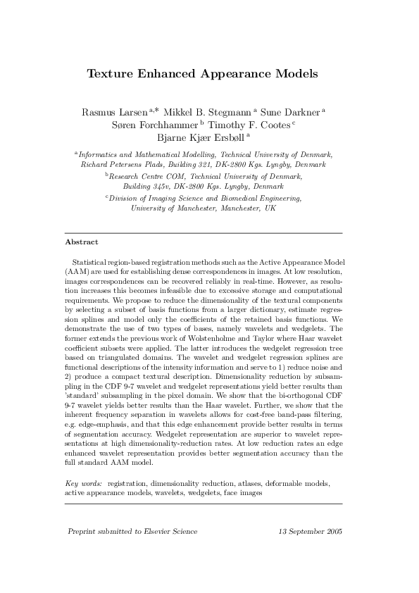 (PDF) Texture enhanced appearance models