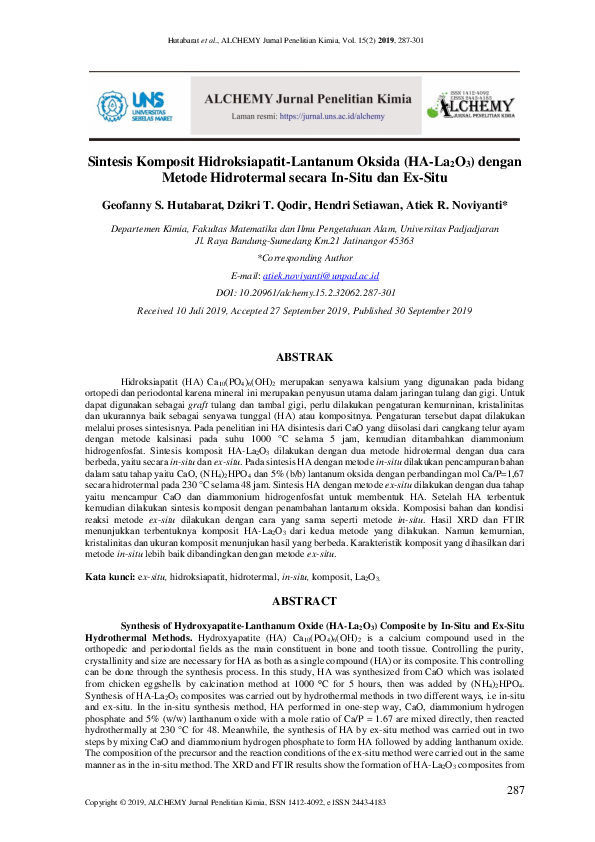(PDF) Sintesis Komposit Hidroksiapatit-Lantanum Oksida (HA-La2O3 ...