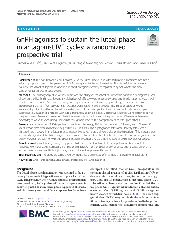 (PDF) GnRH agonists to sustain the luteal phase in antagonist IVF ...