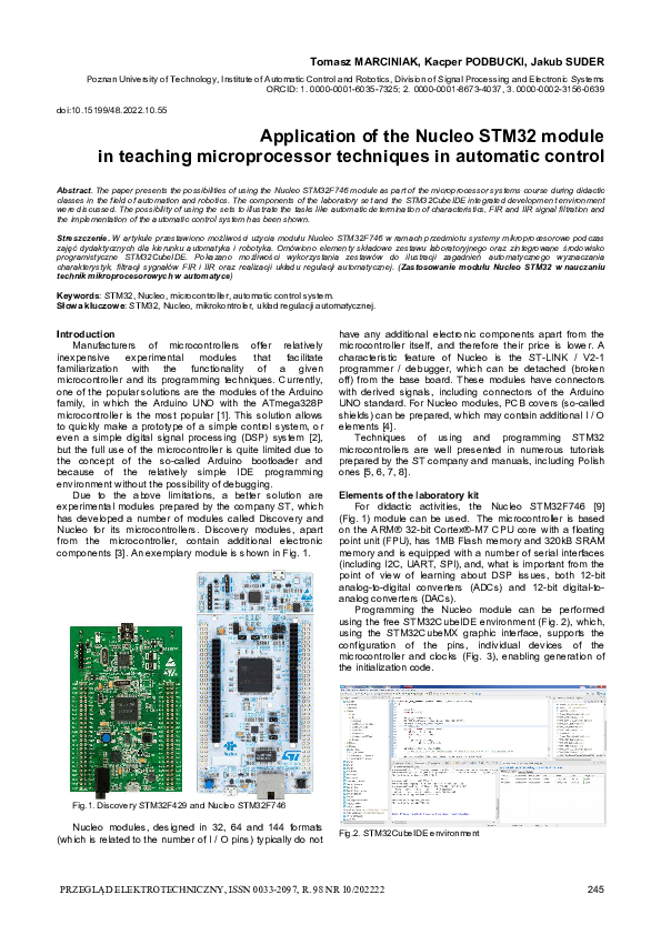 (PDF) Application of the Nucleo STM32 module in teaching microprocessor ...
