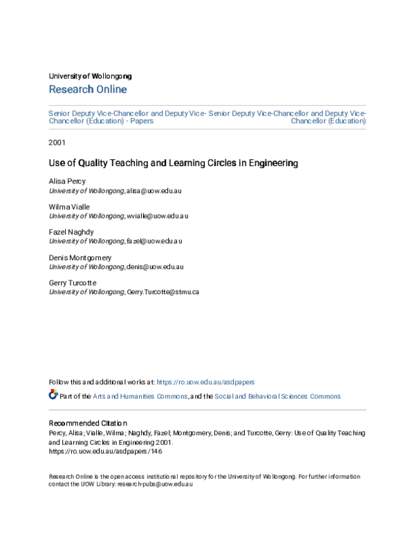 (PDF) Use of Quality Teaching and Learning Circles in Engineering