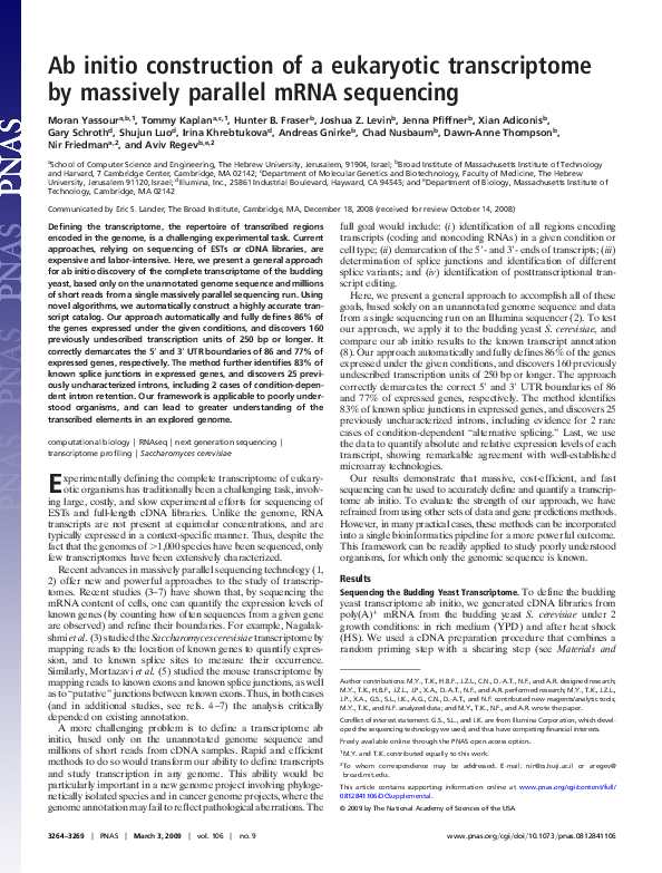 (PDF) Ab initio construction of a eukaryotic transcriptome by massively ...