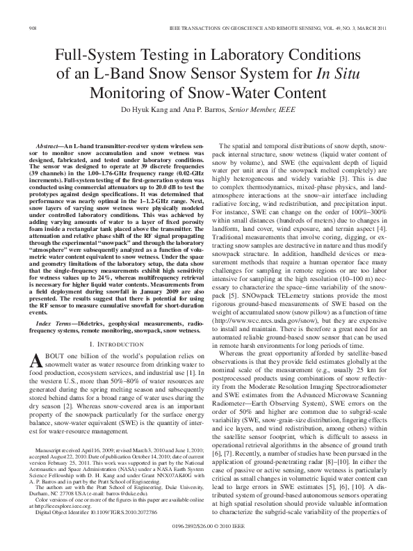 (PDF) Full-System Testing in Laboratory Conditions of an L-Band Snow ...