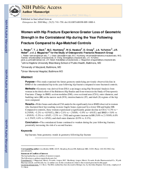 (PDF) Women with hip fracture experience greater loss of geometric ...