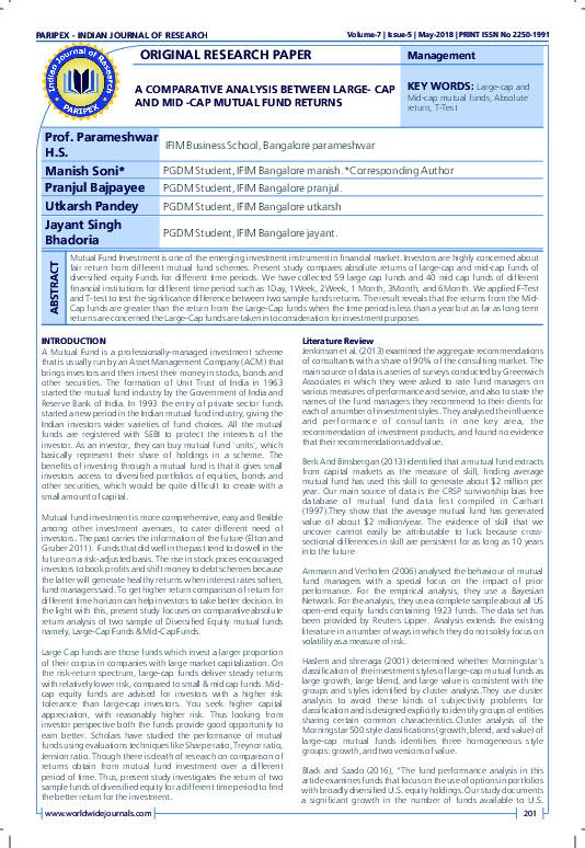(PDF) A Comparative Analysis Between Large- Cap and Mid -Cap Mutual ...