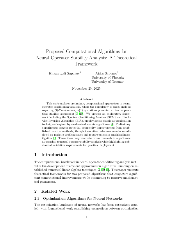(PDF) Proposed Computational Algorithms for Neural Operator Stability ...
