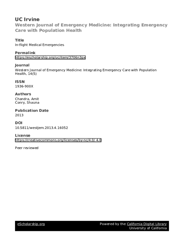 (PDF) In-flight Medical Emergencies