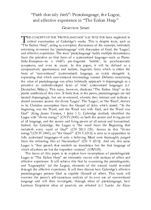 (PDF) “Faith that inly feels”: Protolanguage, the Logos, and affective ...
