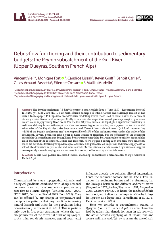 (PDF) Debris-flow functioning and their contribution to sedimentary ...