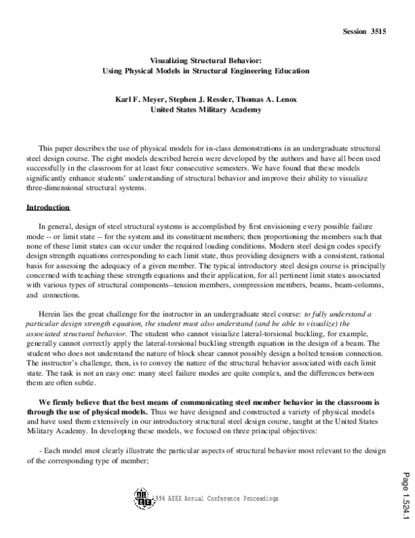 (PDF) Visualizing Structural Behavior: Using Physical Models In ...