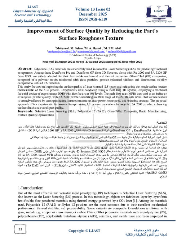 (PDF) Improvement of Surface Quality by Reducing the Part's Surface ...
