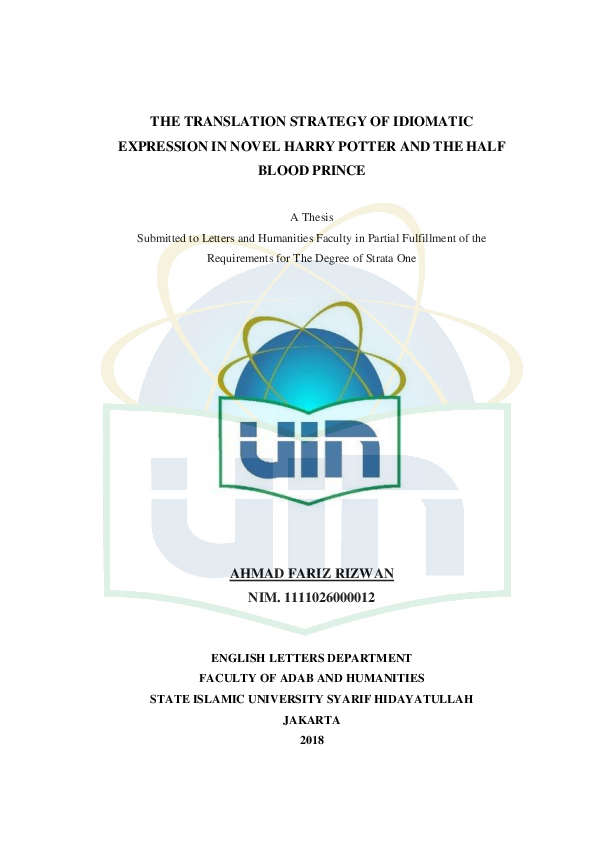 (PDF) The Translation Strategy of Idiomatic Expression in Novel Harry ...